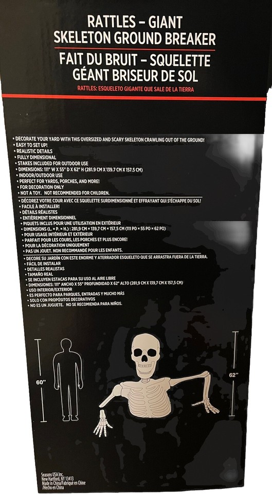 Giant Rattles the Groundbreaking Skeleton Plastic Yard Decorating Kit ...