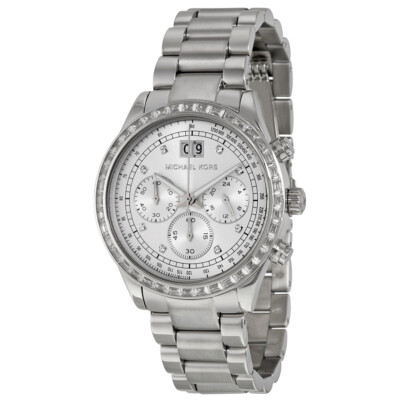 Michael Kors Brinkley Silver Dial SS Chronograph Quartz Ladies Watch ...