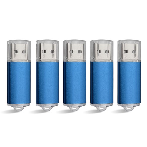 Blue USB 2.0 5 PACK 8GB Metal Rectangle USB Flash Drives Memory Sticks ...