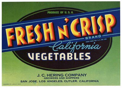 FRESH N'CRISP Brand, San Jose, Cutler *AN ORIGINAL VEGETABLE CRATE ...