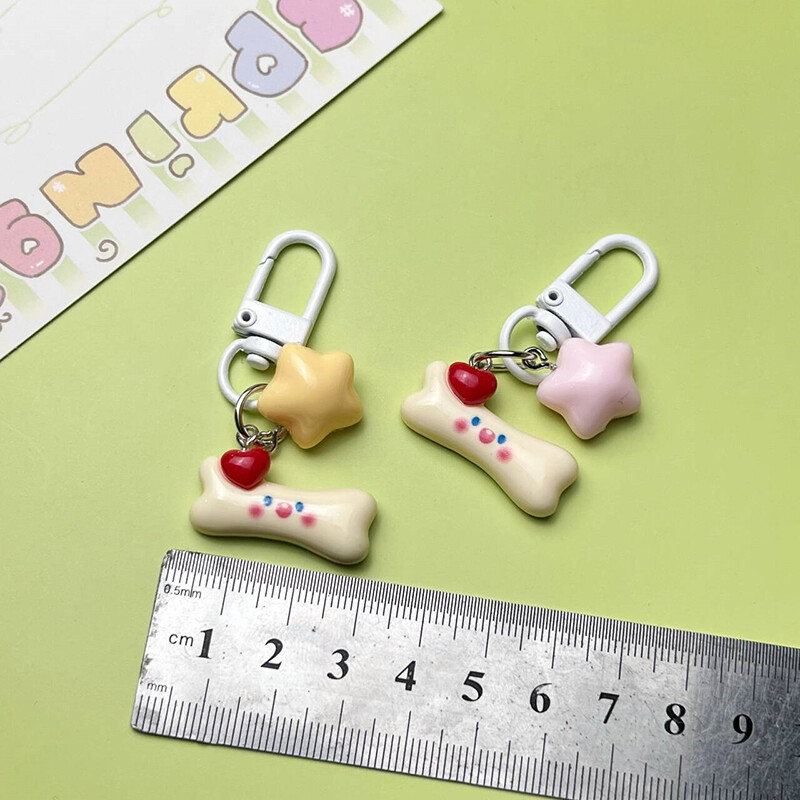 Creative Dog Bone Star Keychain Cartoon Resin Keyring School Bag ...