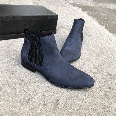 Mens Chelsea Boots Suede Leather Pointed Toe Driving Shoes Dress Ankle ...