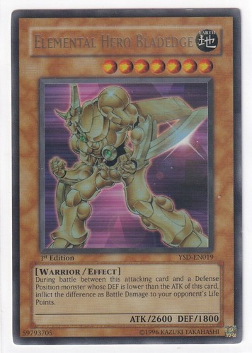 YUGIOH! ELEMENTAL HERO BLADEDGE - ULTRA RARE - 1ST EDITION - YSD-EN019 ...
