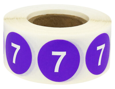 Purple Number 7 Stickers | 0.75" Inch | 500 Per Roll | eBay
