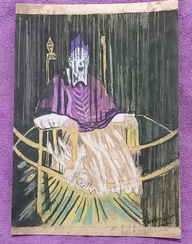 Francis Bacon Drawing on paper (Handmade) signed and stamped mixed ...