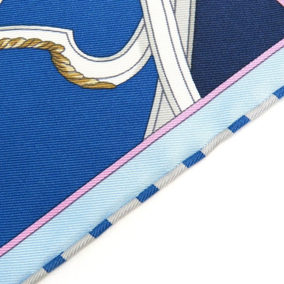 Hermes Springs Silk 100 Carre 45 Scarf Blue Navy Made In France ...