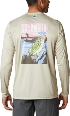 Columbia Men's Terminal Tackle PFG Vintage Fish Long Sleeve, Fossil ...