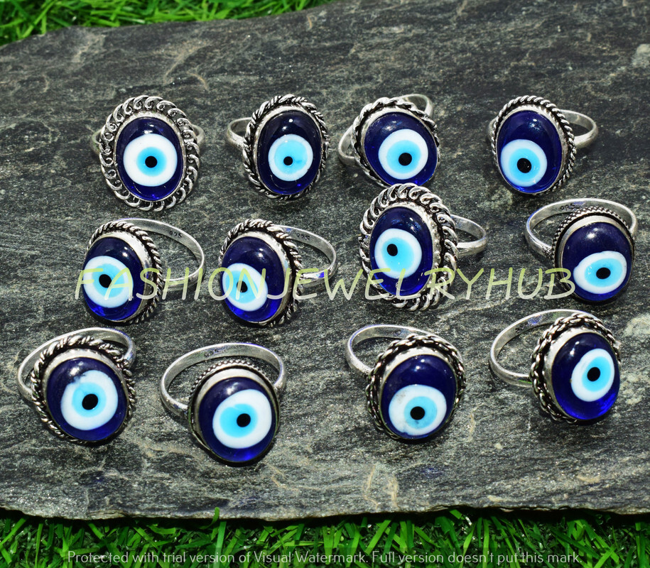 Evil Eye Gemstone Ethnic Handmade 10pcs Ring Lots For Woman FR-3062 | eBay