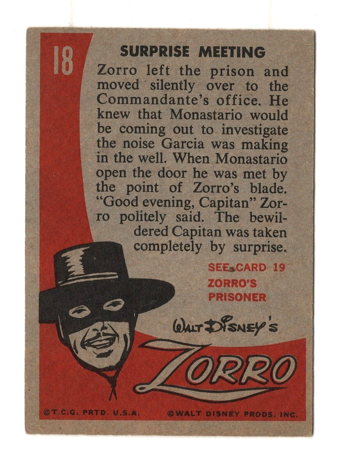 1958 Topps Zorro Trading Card #18 – Surprise Meeting | eBay