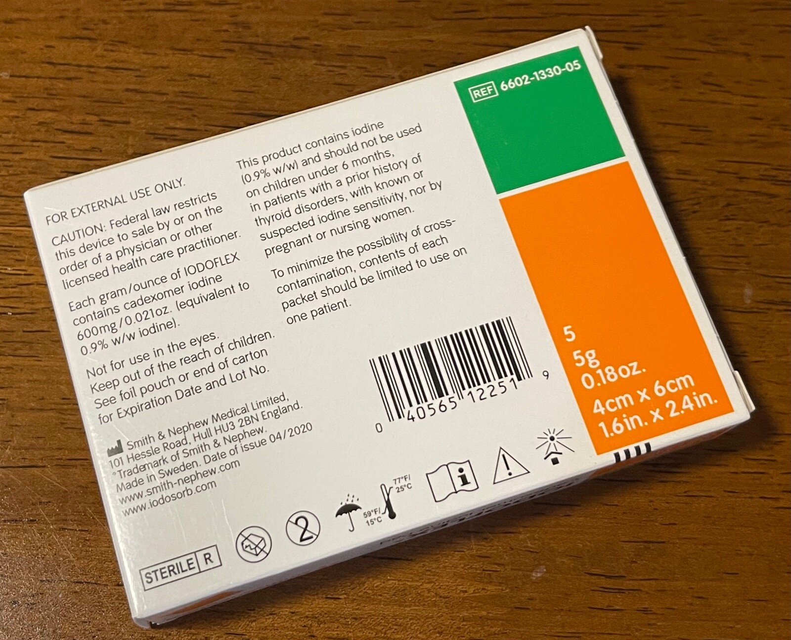 Iodoflex Cadexomer Iodine Pad BOX of 5.. 5gm Wound Dressing 1.6" x 2.4 ...