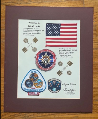 NASA STS-29 Flown Flag Plaque – Presented to Engineer Dale W. Harris ...