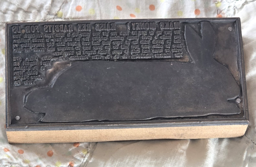 1930s Letterpress Printing Block New Freedom York PA RAISE REX RABBITS ...