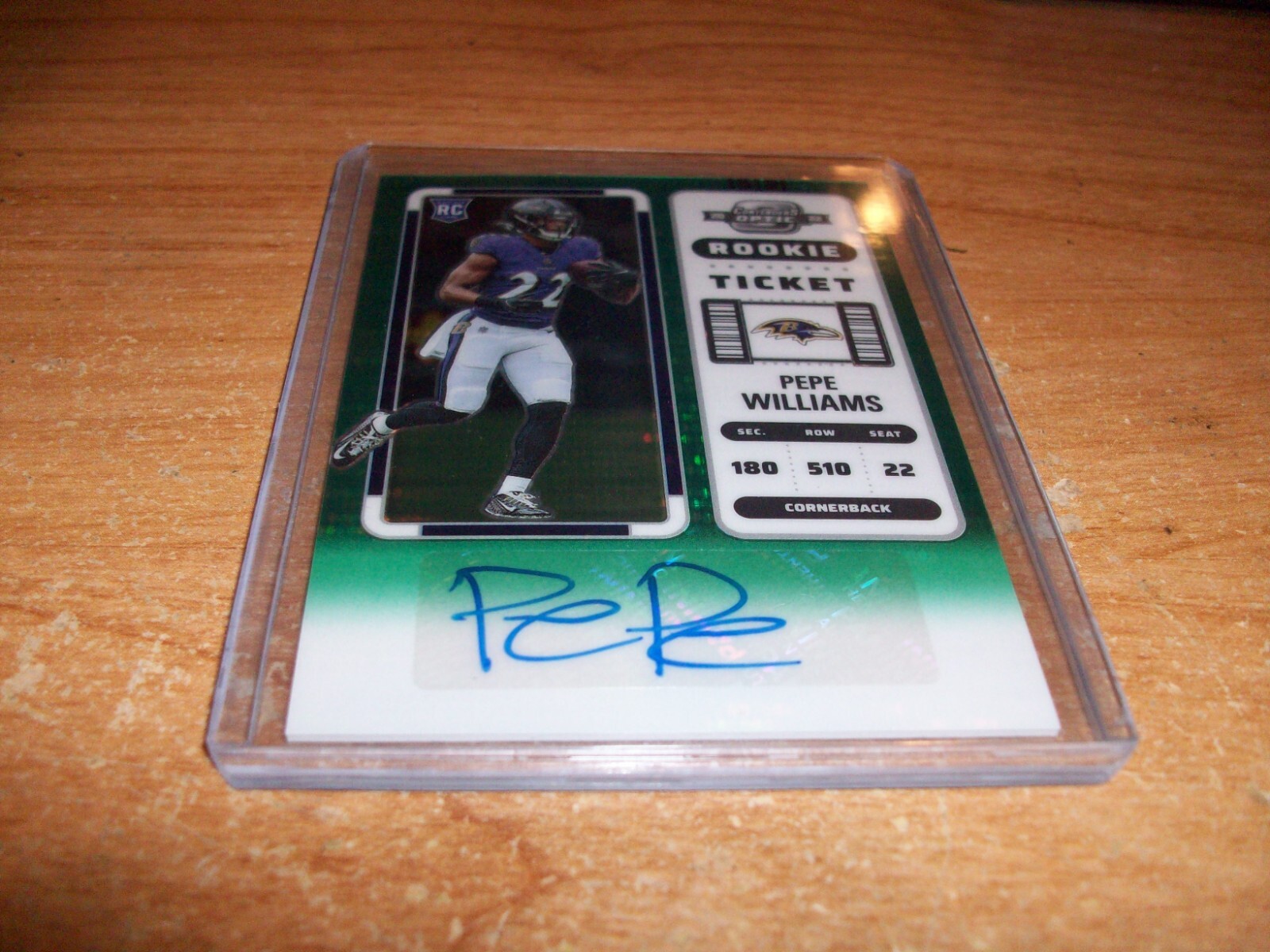 2022 NFL Optic Football Pepe Williams Green Pulsar Rookie Auto Card 6/ ...