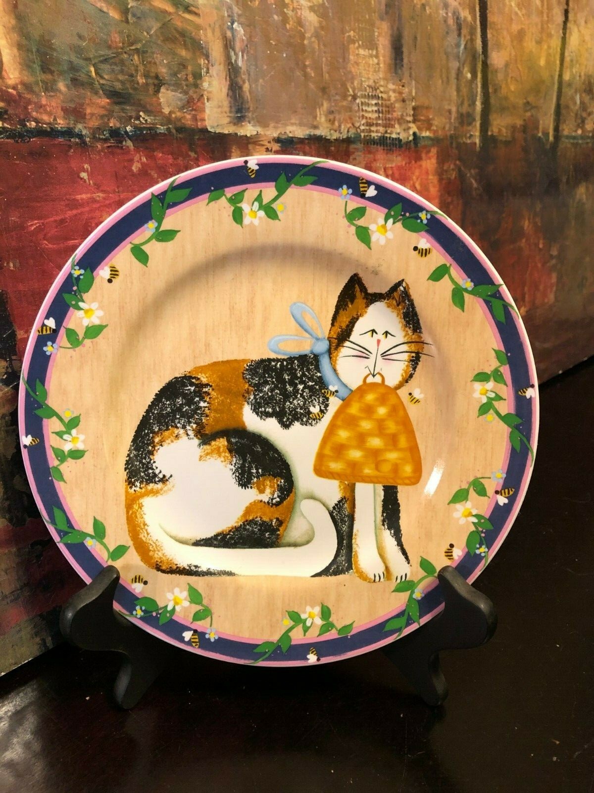3 Sakura Garden Cats Fiddlestix Lunch Dessert Salad Plates+1 Mug Folk ...