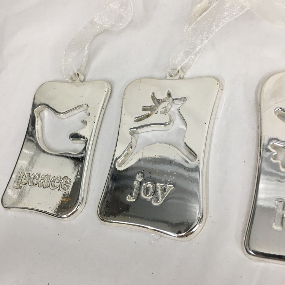 Engraved Cutout Silver Plated Hope,Peace,Joy Ornaments | eBay
