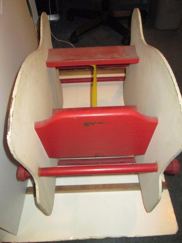 VINTAGE 1950's WOOD TRAIN THEME RIDE ON SAFE T GLIDE ROCKER BOUNCER ...