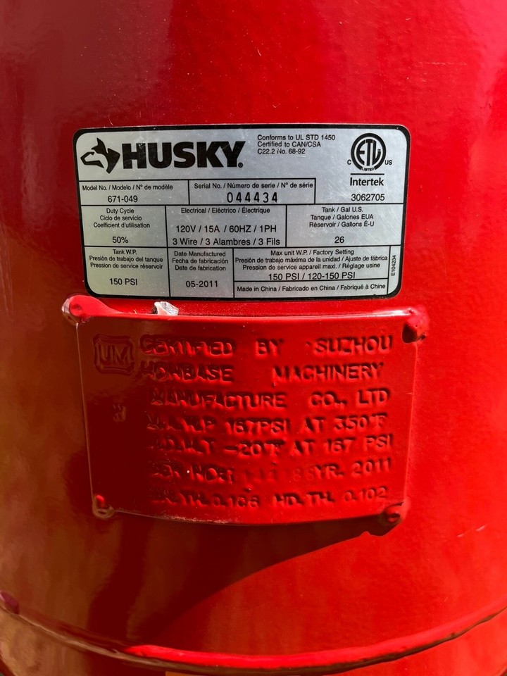 Husky Air Compressor. Red- 26 Gallons- 150 PSI- *Opened but never used ...