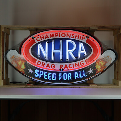 Huge NHRA Neon Sign Hand blown Glass solid steel Case Drag Racing ...
