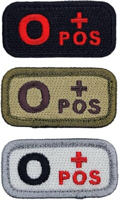 Blood Type O+ Positive Tactical morale Patch | 3PC HOOK BACKING 2"x1 ...