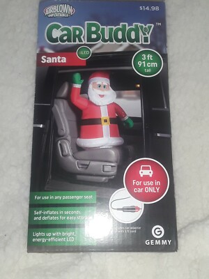 Santa Claus Car Buddy 3' Christmas Airblown Inflatable Light Up Gemmy ...