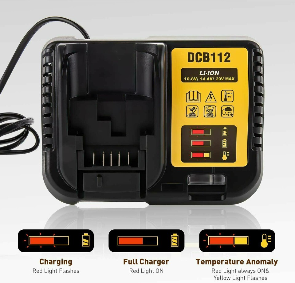 Battery Charger For Dewalt DCB112 work 12V-20V Max Li-ion replaces ...