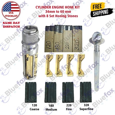 CYLINDER ENGINE HONE KIT 34 mm to 60mm Honing Machine + 8set Honing ...