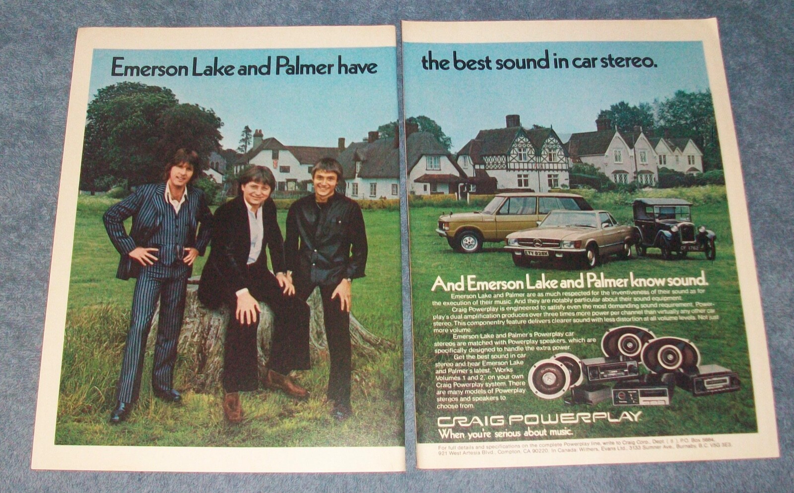 1977 Craig Powerplay Car Stereo Vintage 2pg Ad with Emerson Lake and ...