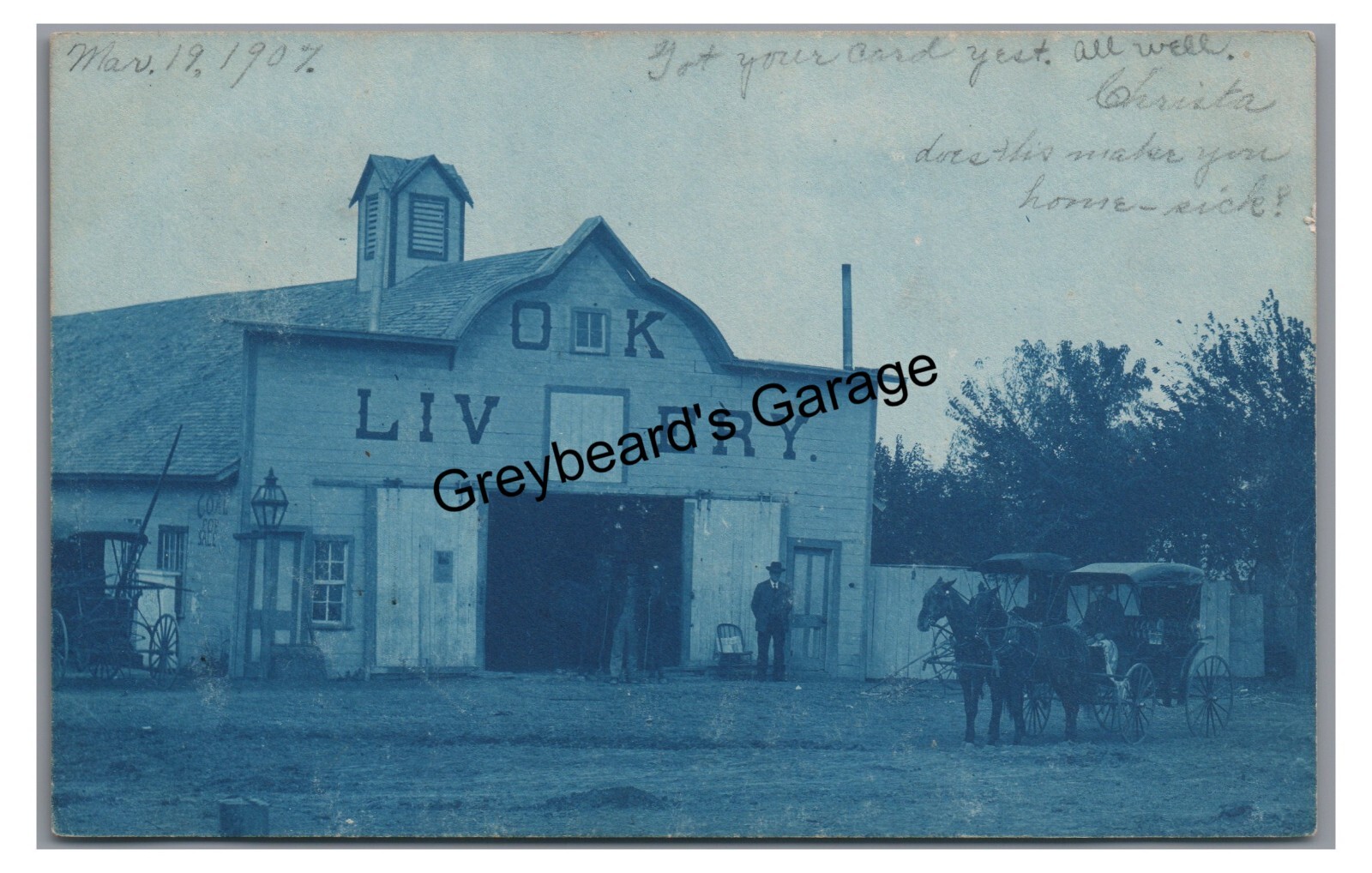 RPPC OK LIVERY Stables SELDEN KS Kansas 1912 Sheridan County Real Photo ...