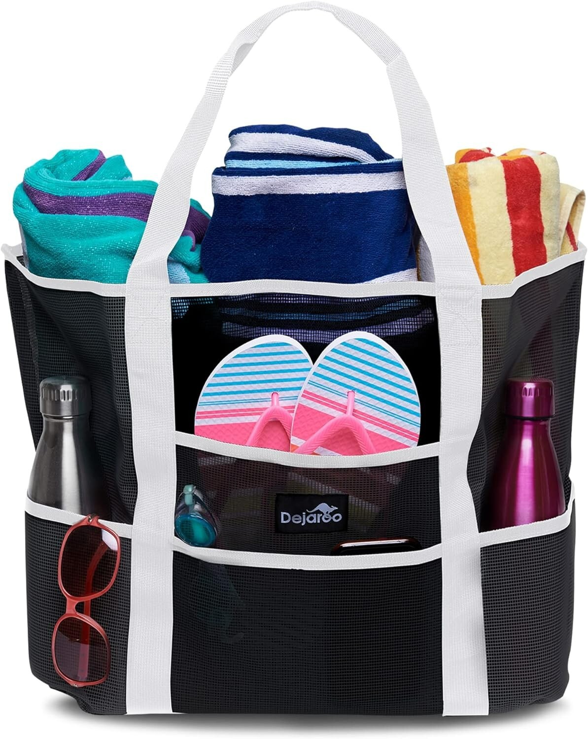 Stylish Mesh Beach Bag with 8 Pockets - Roomy Storage for All ...