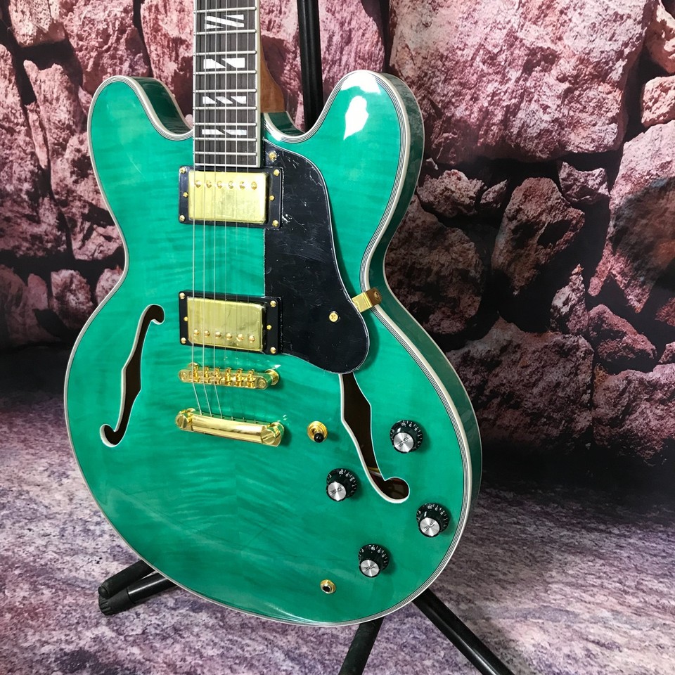 High-end custom 6-string Jazz green color electri guitar maple body F ...