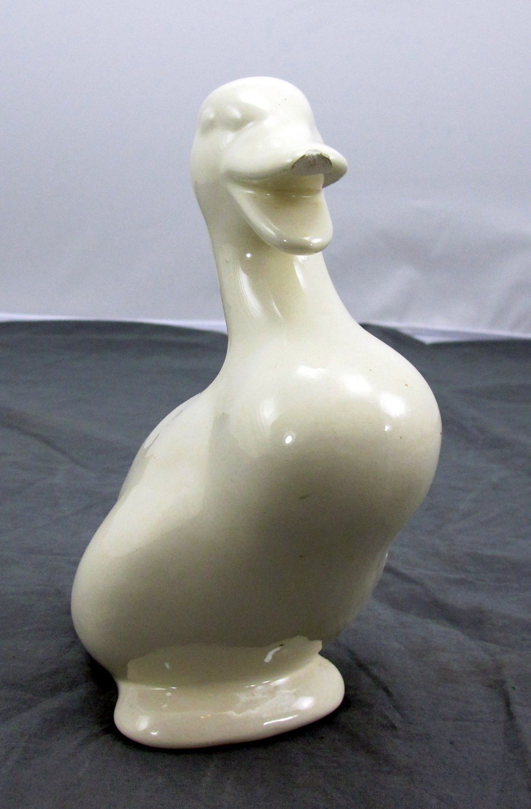 White Glazed Hollow Ceramic Sitting Standing 7.5" Duck Figurines - Set ...