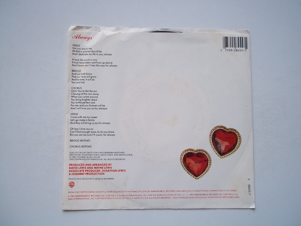 ATLANTIC STARR - Always (Vocal) / Always (Instrumental) - 45 RPM 7 ...