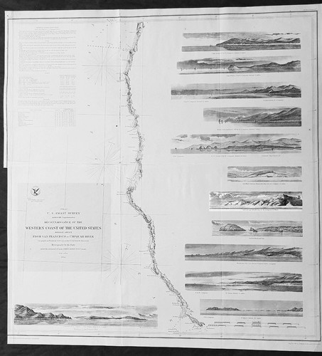 1854 US Coast Survey & Bache Rare Antique Map San Francisco to Umpqua R ...