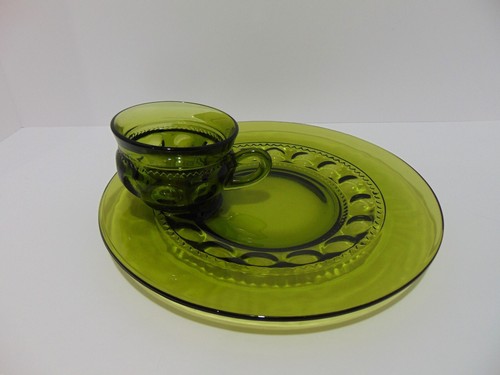 Colony Glassware Color Crown Snack Set Stem 77 Plate And Punch Cup ...