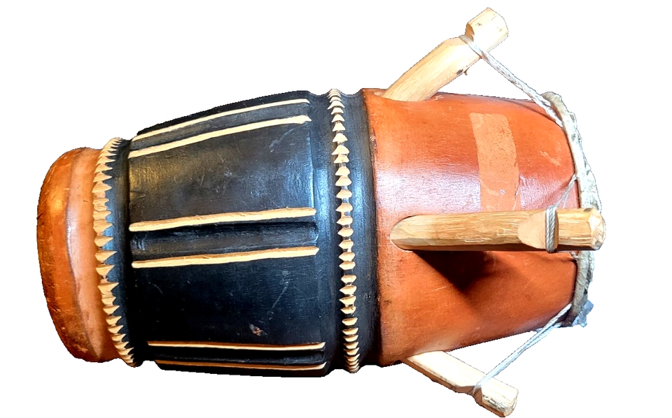 Authentic Kpanlogo Hand Carved Ghana Drum with Antelope Drumhead, 10 X ...