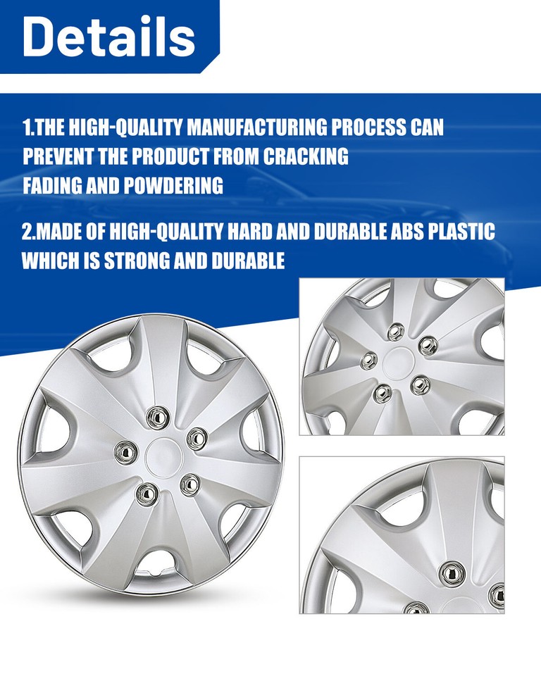 15" 4 Pack Silver Wheel Covers Snap On Full Hub Caps For Nissan NV200 ...