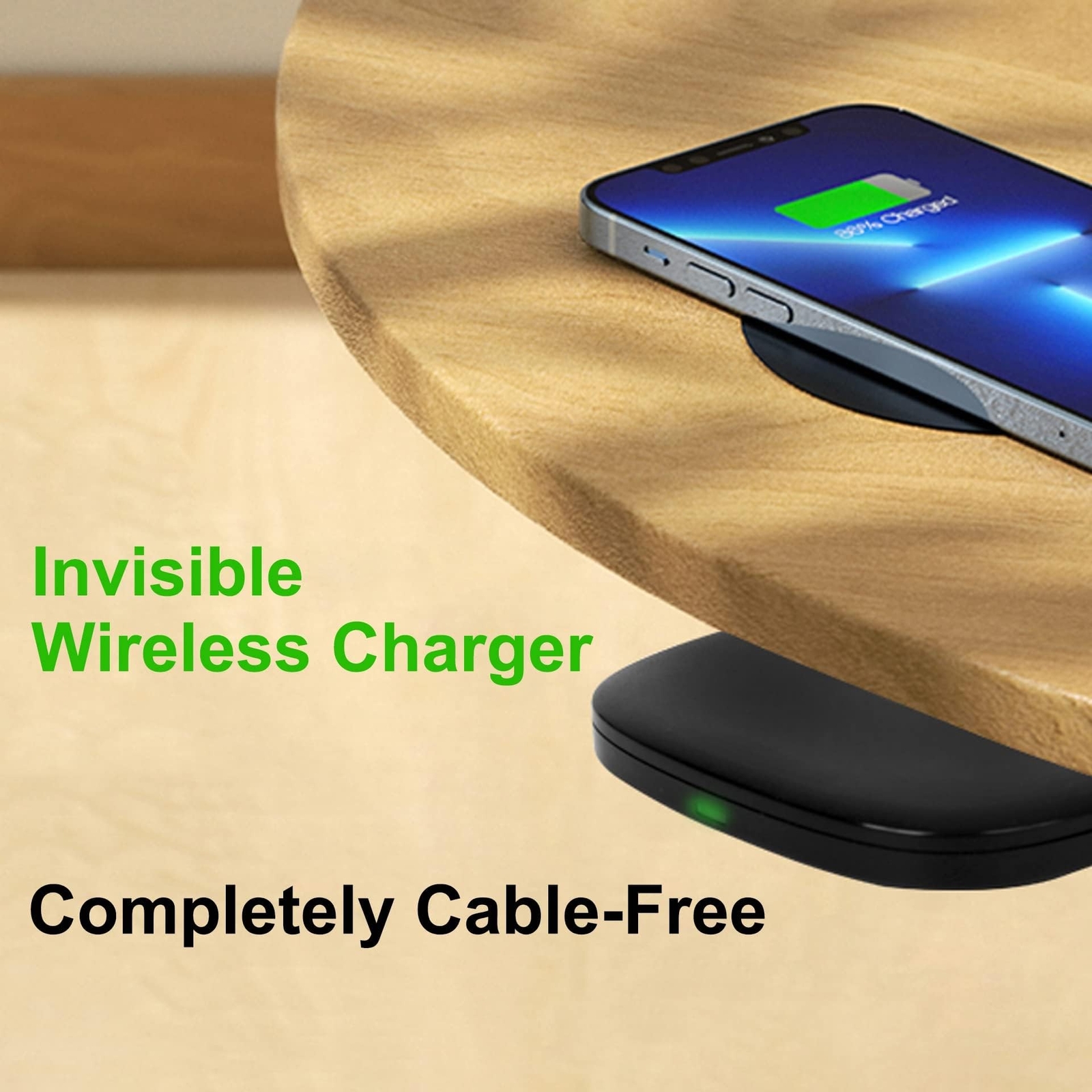 Invisible Wireless Charger, Near 2"(50MM) Under Desk Wireless Charger ...