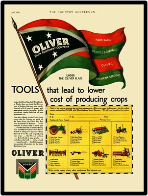 Oliver Tractors, Under the Oliver Flag New Metal Sign: LARGE SIZE 12 X ...