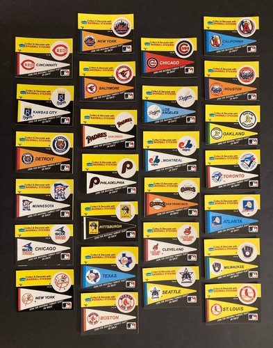 1986 Fleer Baseball Complete Team Pennant &Logo Sticker Set of 26 Cards ...