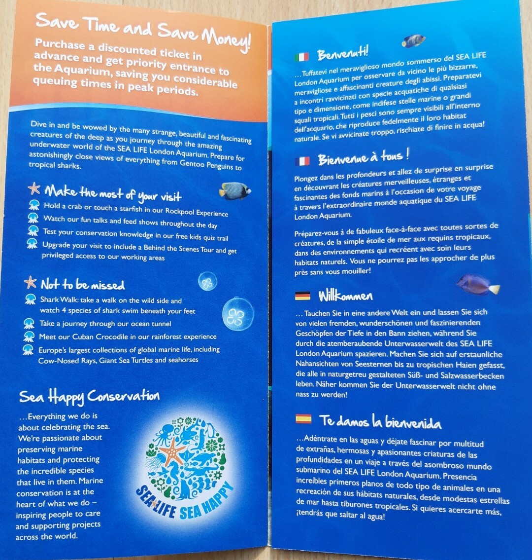 SEA LIFE London Aquarium 2012 Leaflet Merlin Entertainments NEW Multi ...