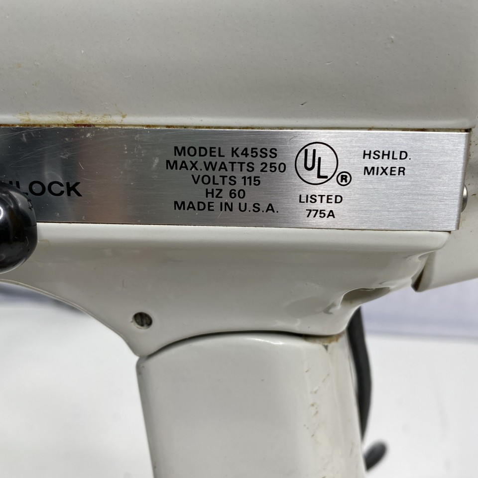 Vintage KitchenAid Hobart Model K45SS 250Watt 10 Speed Tilt Mixer + 2 ...