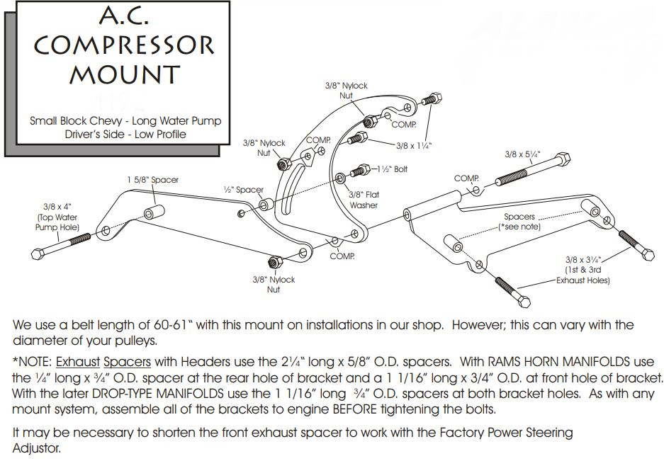 Small Block Chevy Air Conditioning Drivers Side A/C Compressor Bracket ...
