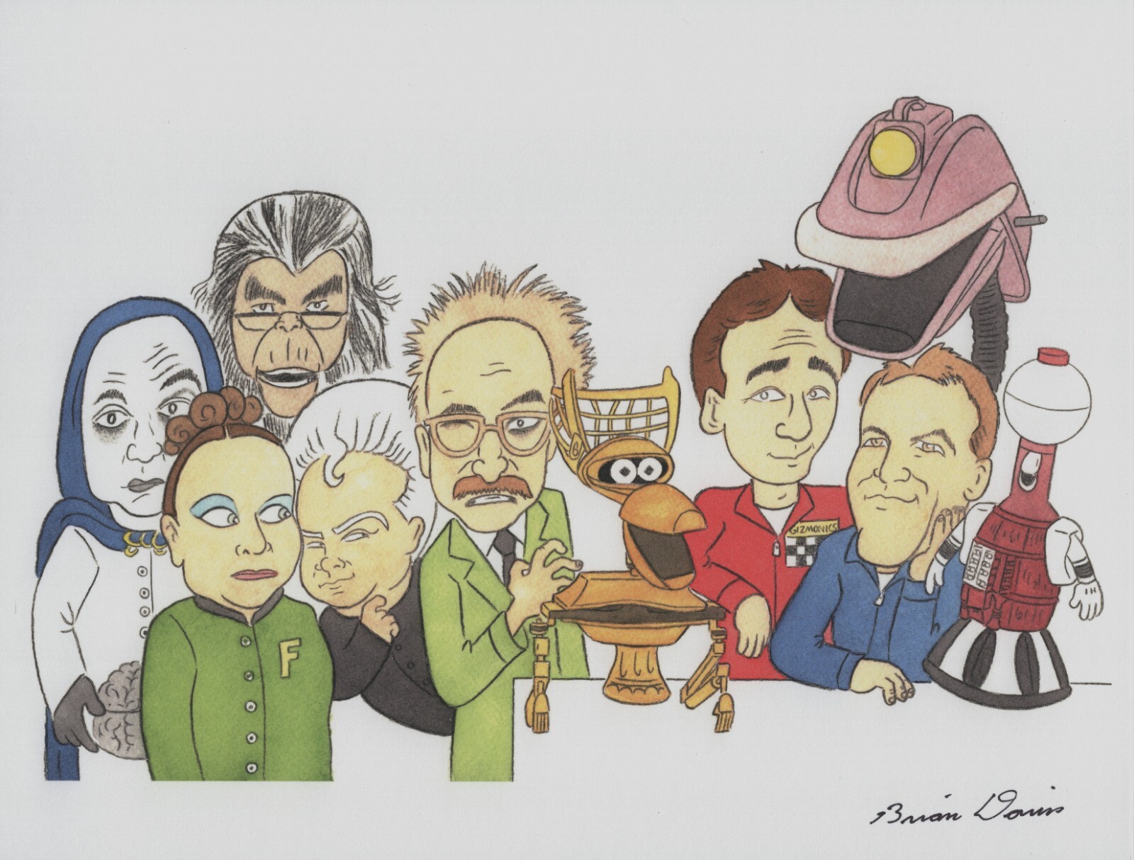 MST3K CARICATURE ART PRINT 8.5" X 11" HAND SIGNED BY BRIAN DAVIS | eBay
