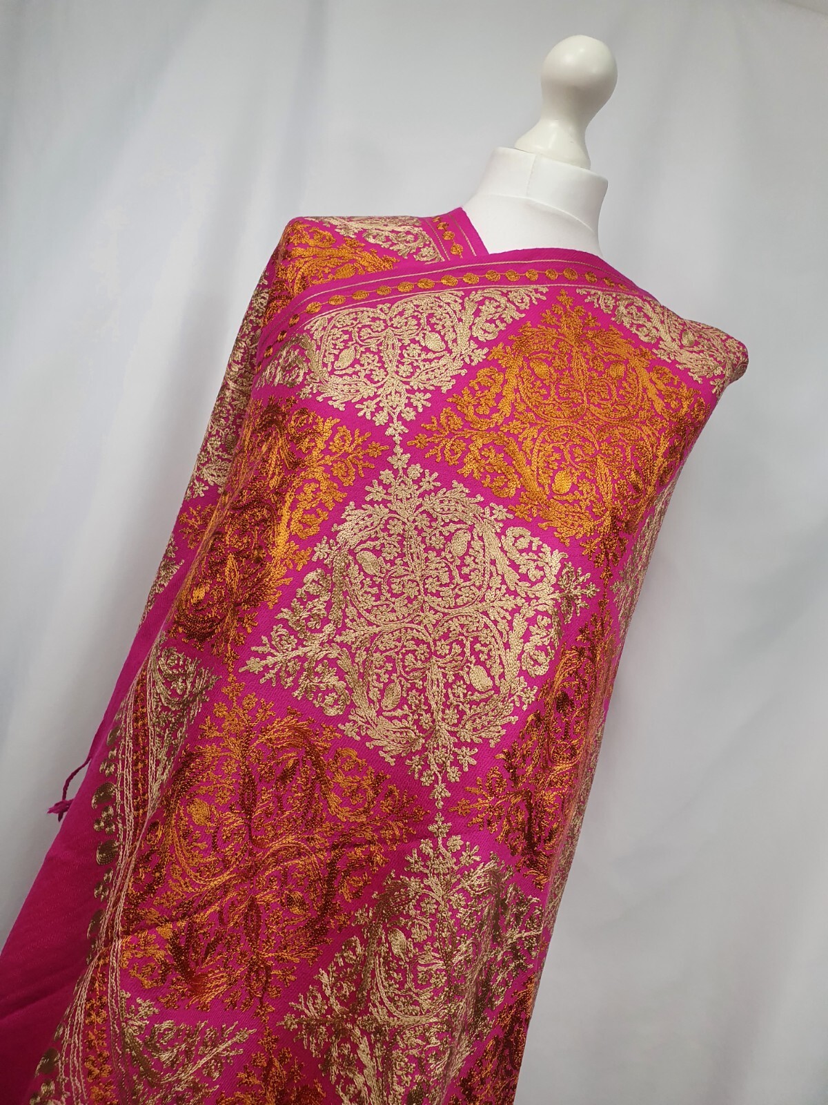 Kashmiri shawl embroidery floral Pakistani cashmere wool scarf stole ...
