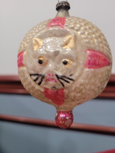 Antique German Glass "Double Sided Cat Face on a Disc" Christmas ...