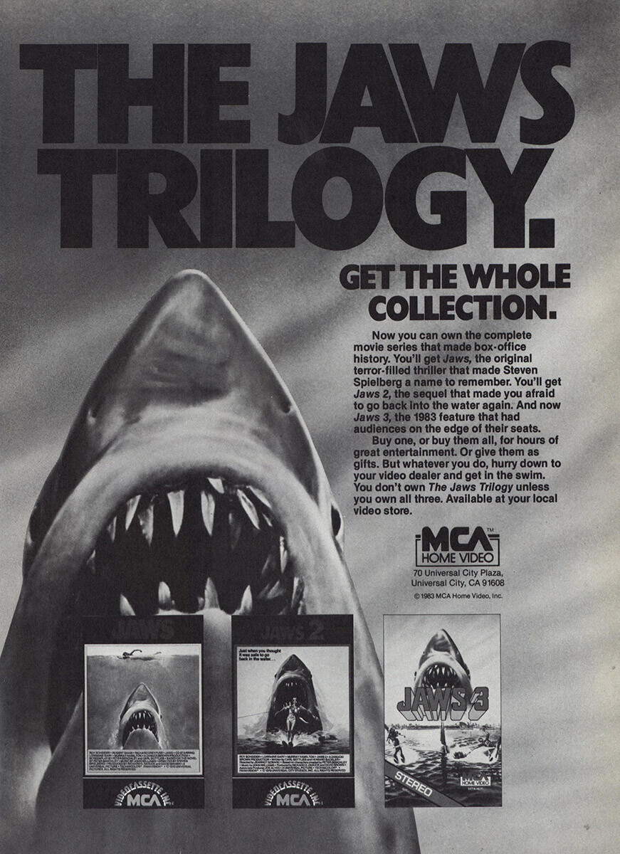 1983 The Jaws Trilogy Promo: VCR Get the Whole Collection Vintage Print ...