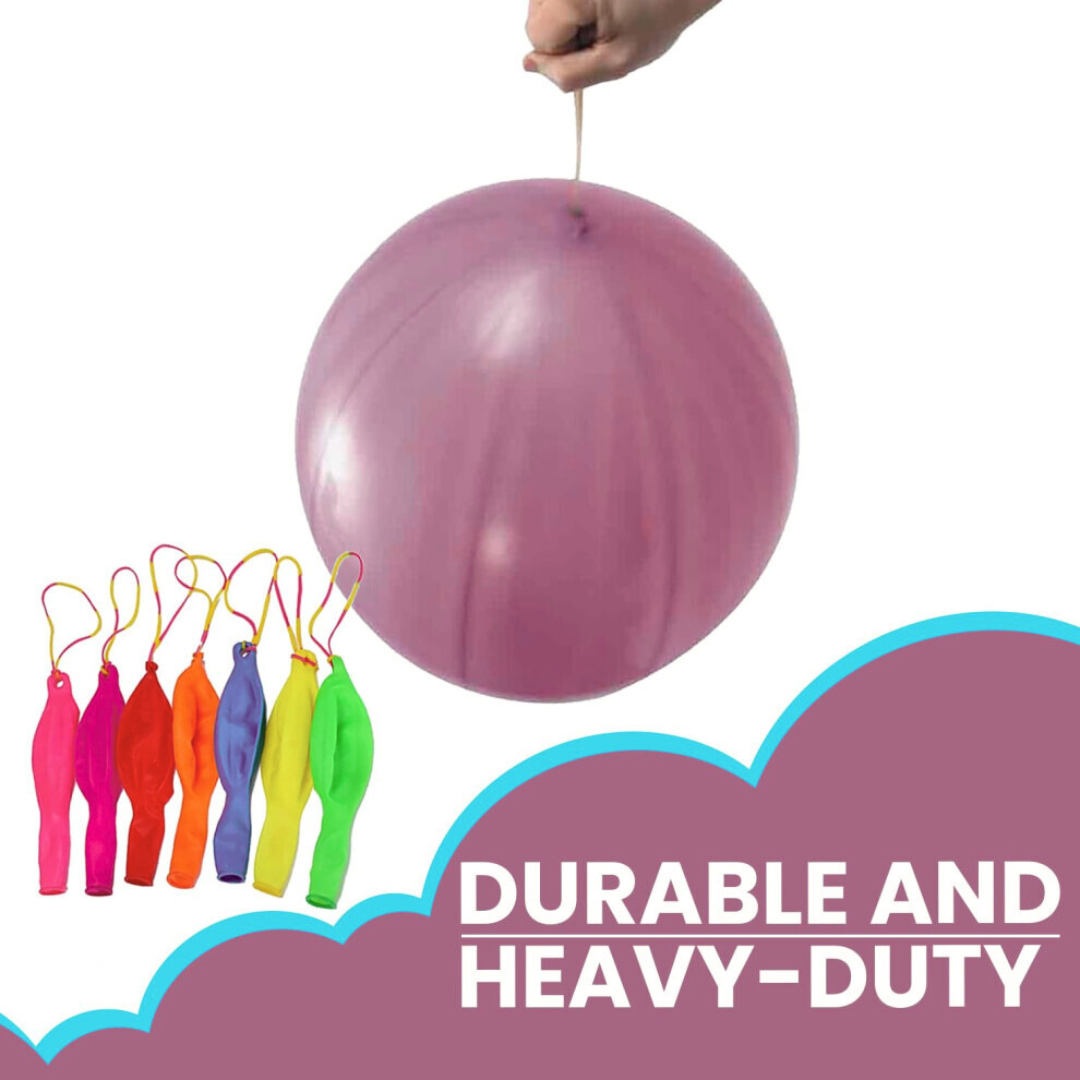 Punch Balloons Kids Party Bouncy Balloons with Elastic String 15 Pack ...
