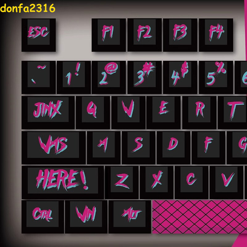 League of Legends Jinx PBT Mechanical keyboard keycaps 123keys Cherry ...