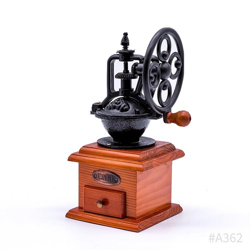 Vintage Coffee Mill Mocha Mill from Wood & Cast with Large Handwheel 10 ...