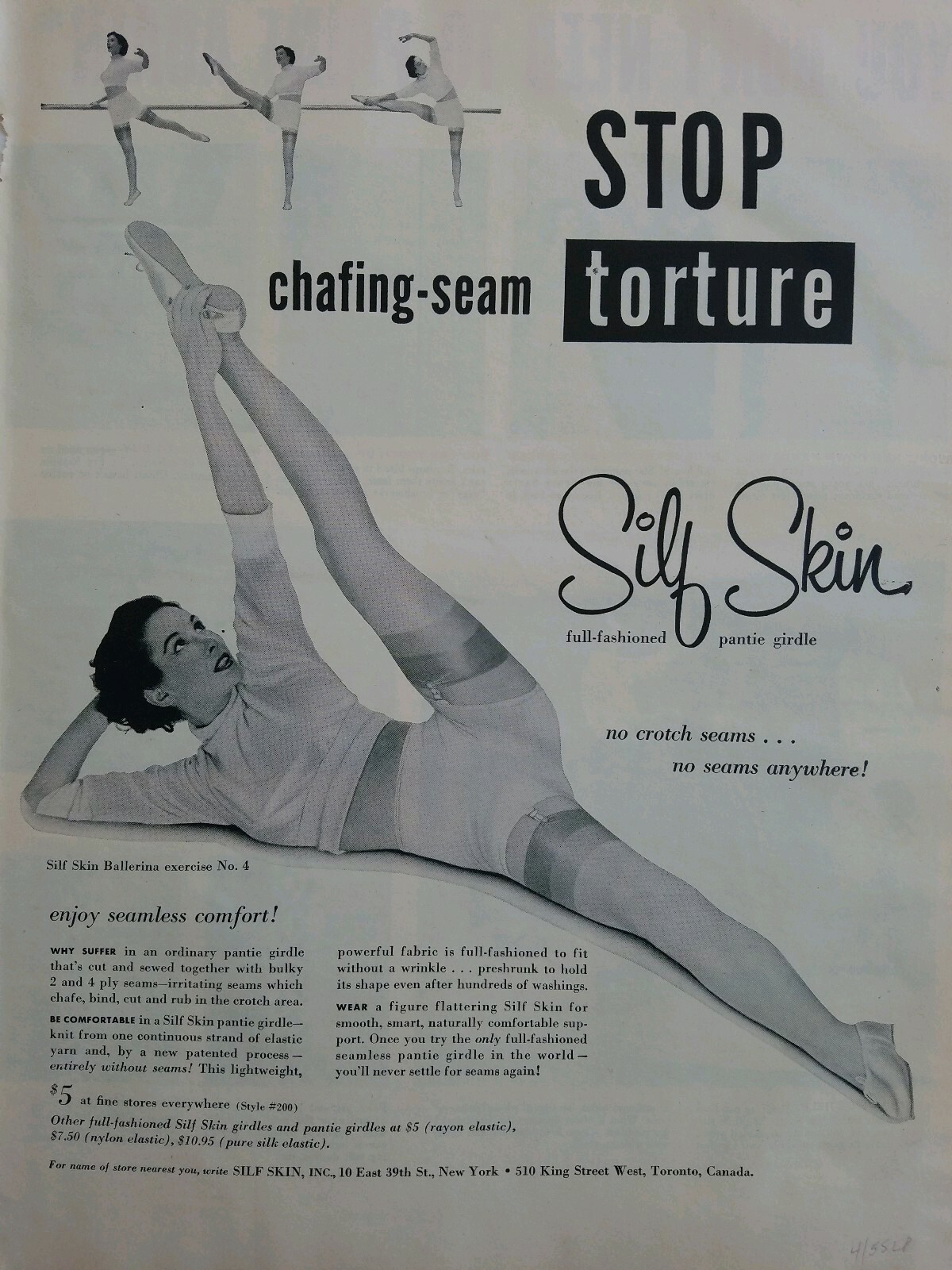 1955 Silf Skin women's garters girdle thigh high Hosiery stretching ...